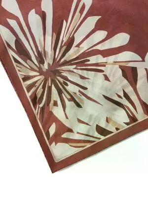 Brunello Cucinelli Bloom Print Pongee Scarf - Brown