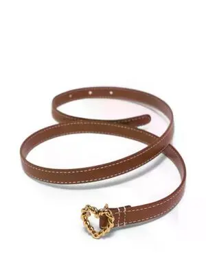 Maje Heart-buckle Leather Belt - Brown