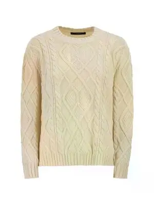 Max Mara Cable-knit Crew-neck Sweater - Neutrals