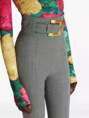 Balmain Check-pattern Belted Trousers