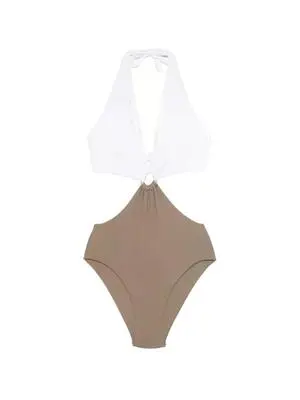 FISICO Ring-detail Two-tone Swimsuit - White