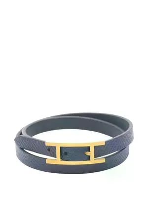 Hermès Epsom And Swift Behapi Double Tour Bracelet - Blue