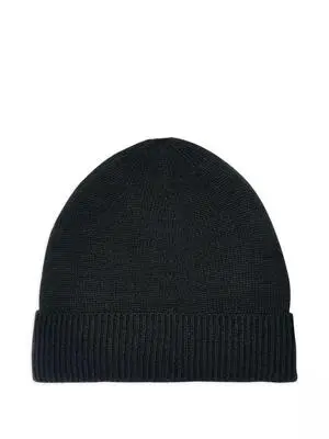 Eric Bompard Ribbed Beanie Hat - Black