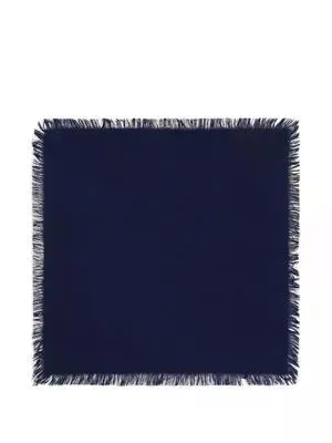 Eric Bompard Fringe Twill Square Scarf - Blue
