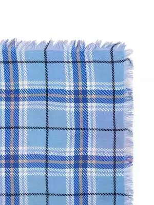 Eric Bompard Tartan Fringed Mini Square - Blue