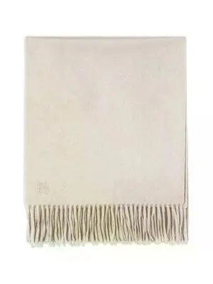 Eric Bompard Eb Fringed Monogram Scarf - Grey