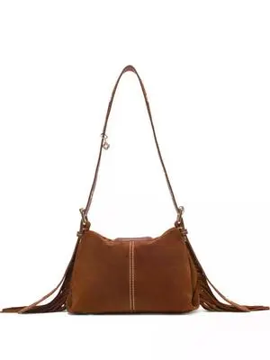 Maje Fringed Suede Shoulder Bag