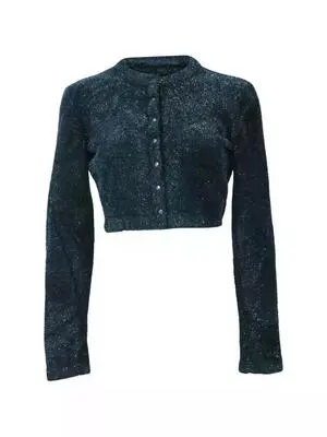 Alaïa Buttoned Glitter Cropped Cardigan
