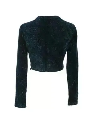 Alaïa Buttoned Glitter Cropped Cardigan