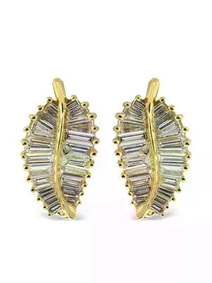 ANITA KO 18k Yellow Palm Leaf Diamond Earrings - Gold