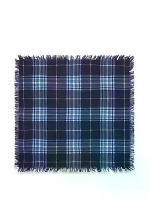 Eric Bompard Woven Tartan Scarf - Blue