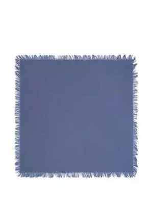 Eric Bompard Fringed Twill Square Scarf - Blue