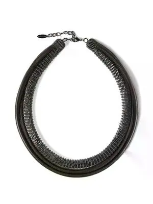 Brunello Cucinelli Leather Choker Necklace - Black