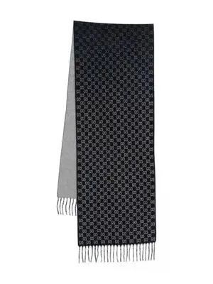 Gucci Gg-monogram Fringed-detail Scarf - Blue