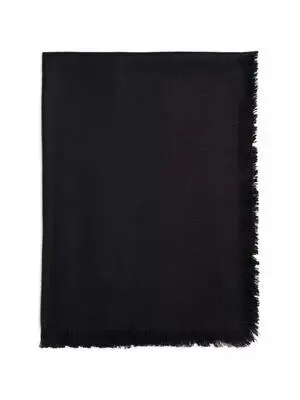 Eric Bompard Fringed Twill Square Scarf - Black