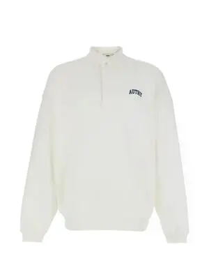 AUTRY Logo-detail Long-sleeve Polo Shirt - Neutrals