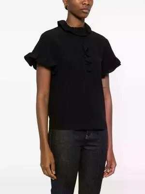 Chloé Short-sleeve Ruffle Blouse