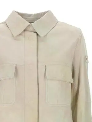 Peuterey Buttoned Leather Jacket - Neutrals