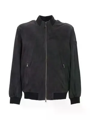 Peuterey Leather Zip Jacket - Grey