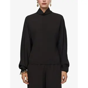 JOSEPH Buick Funnel-neck Crepe Blouse - Cocoa