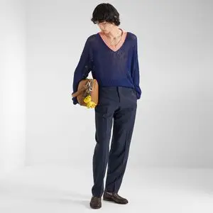 Fendi Tailored Dark Wool Trousers - Blue