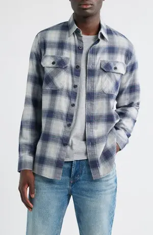 Pendleton Burnside Plaid Flannel Button-up Shirt - Grey/navy Plaid
