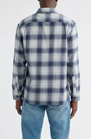 Pendleton Burnside Plaid Flannel Button-up Shirt - Grey/navy Plaid