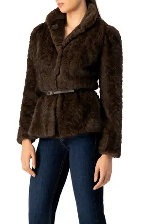 IVONNE Belted Faux-fur Coat
