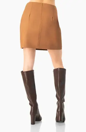 IVONNE Straight Skirt With Back Zipper - Brown