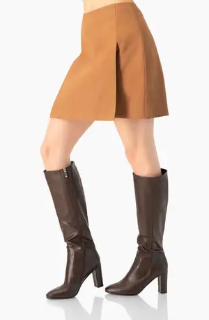 IVONNE Straight Skirt With Back Zipper - Brown