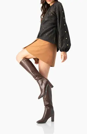 IVONNE Straight Skirt With Back Zipper - Brown