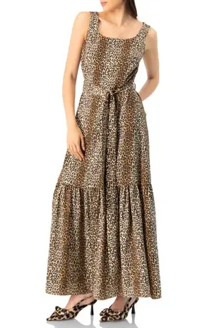 IVONNE Animal Print Sleeveless Maxi Dress