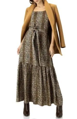 IVONNE Animal Print Sleeveless Maxi Dress