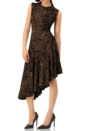 IVONNE Asymmetric Animal Print Dress