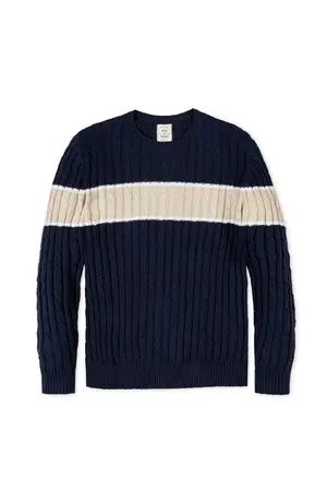 HOPE & HENRY Organic Cotton Crew Neck Cable Sweater