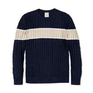 HOPE & HENRY Organic Cotton Crew Neck Cable Sweater