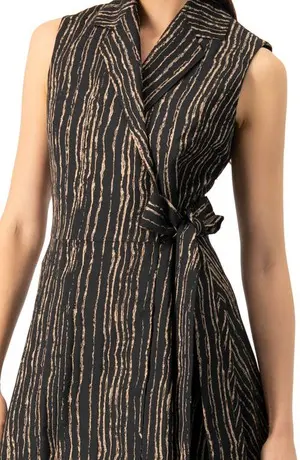 IVONNE Sleeveless Animal Print Wrap Dress