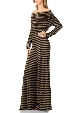 IVONNE Off-shoulder Striped Jumpsuit