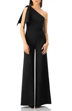 IVONNE One-shoulder Wide-leg Jumpsuit - Black