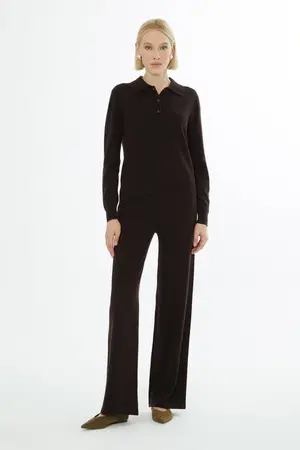 GIZIA Shirt Collar Wool Cashmere Sweater