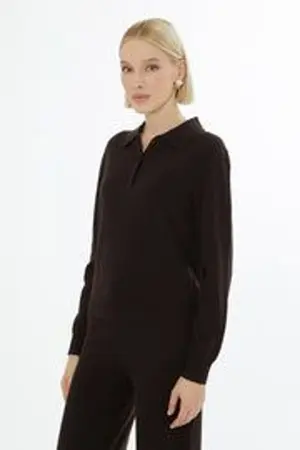 GIZIA Shirt Collar Wool Cashmere Sweater