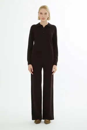 GIZIA Shirt Collar Wool Cashmere Sweater