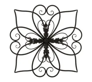 GLITZHOME 20'l Heart And Petal Iron Scroll Outd Oor Wall Decor - One-color