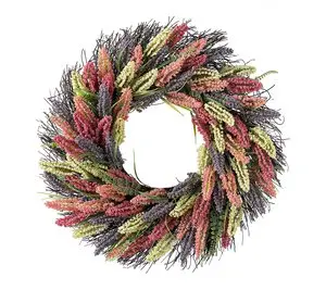 GLITZHOME 24'd Pink, Purple & Yellow Mixed Heat Her Wreath - One-color