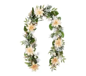 GLITZHOME 6ft Peach Dahlia Floral Garland - One-color
