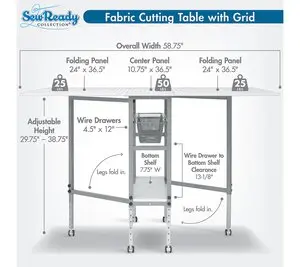SEW READY Cutting Table With Sewing Board Grid