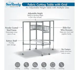 SEW READY Cutting Table With Sewing Board Grid