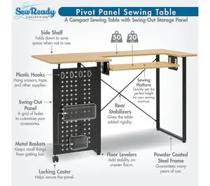 SEW READY Pivot Sewing Table With Swingout Stor Age Panel
