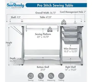 SEW READY Pro Stitch Sewing Machine, Hobby And Computer Table