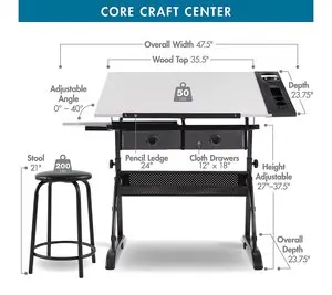 STUDIO DESIGNS HOME Studio Designs Core 2piece Adjustable Table W/s Tool